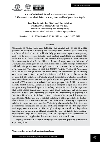 (PDF) A Modified UTAUT Model M-Payment Use Intention: A Comparative ...