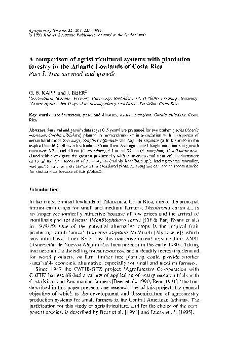 (PDF) A comparison of agrisilvicultural systems with plantation ...