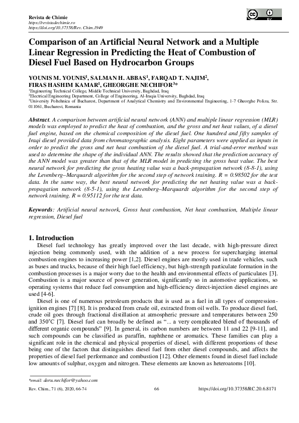 Pdf Comparison Of An Artificial Neural Network And A Multiple Linear