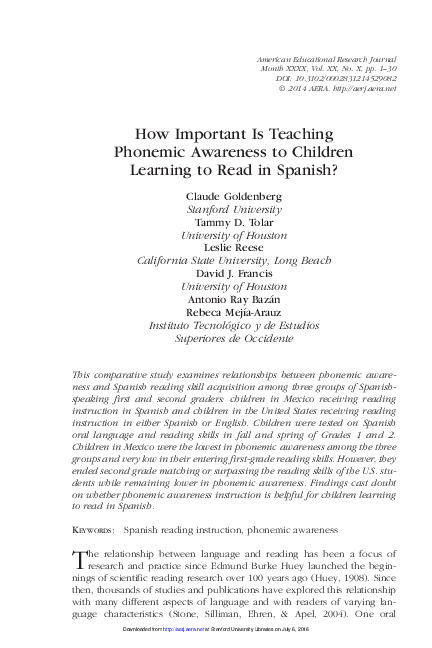 (PDF) How Important Is Teaching Phonemic Awareness to Children Learning ...
