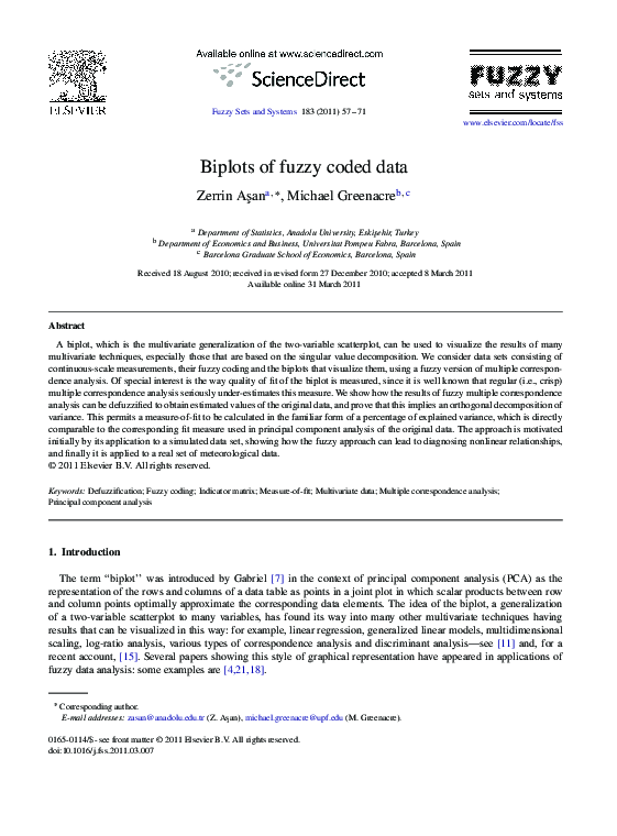(PDF) Biplots of fuzzy coded data