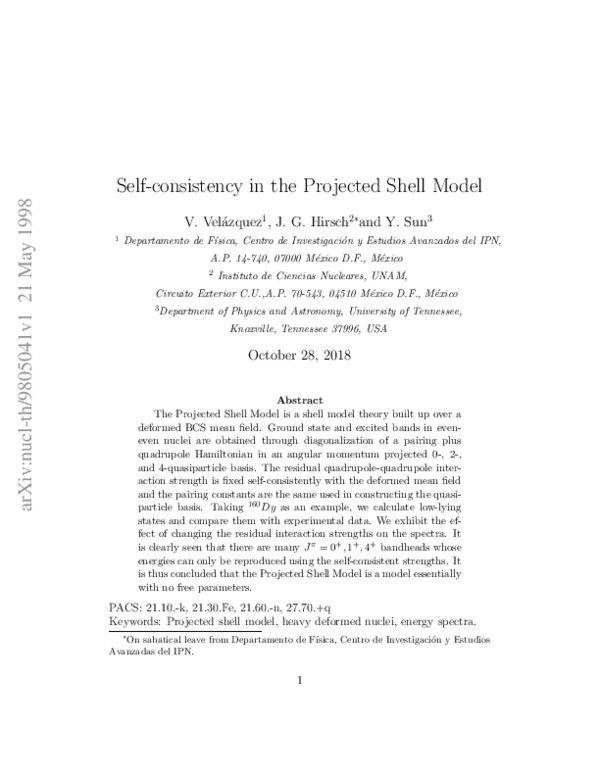 (PDF) Self-consistency in the projected shell model