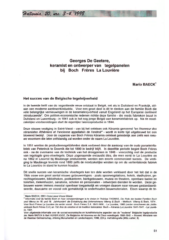(PDF) Georges De Geetere, keramist en ontwerper van tegelpanelen bij ...