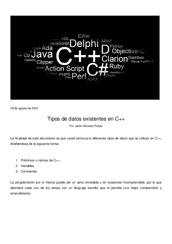 (PDF) Tipos de datos en C++.