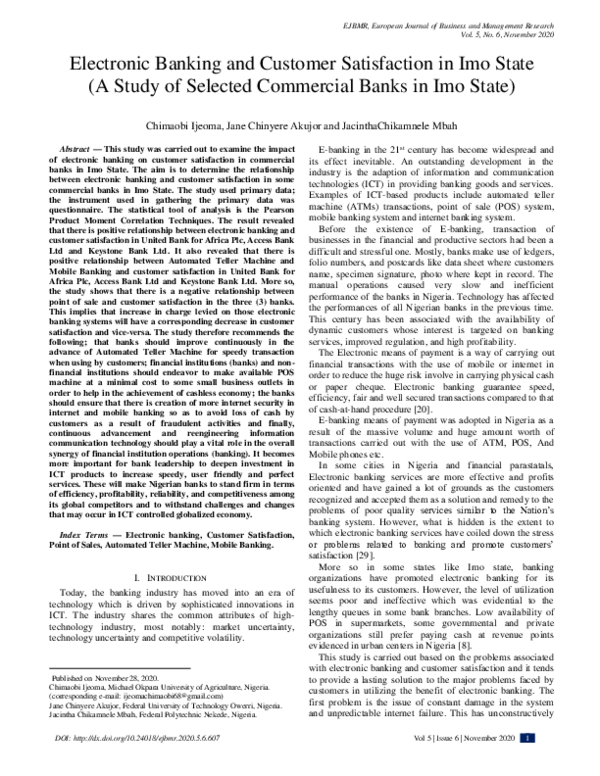 (PDF) Electronic Banking and Customer Satisfaction: Empirical Evidence from Ghana