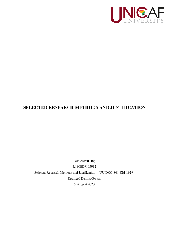 (PDF) Selected research methods and justification