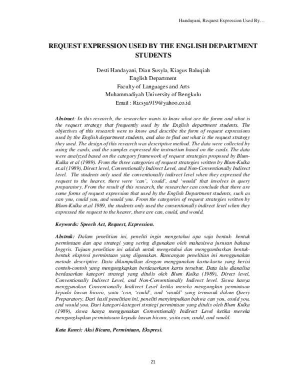 (PDF) Request Expression Used by the English Department Students
