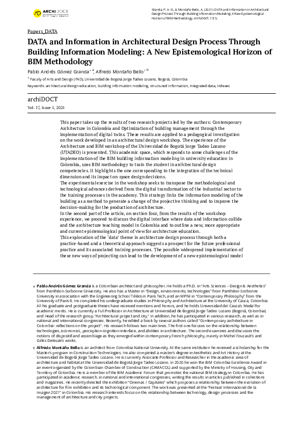 (PDF) DATA and Information in Architectural Design Process Through ...