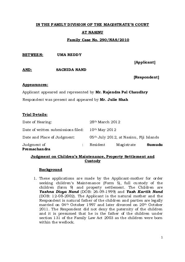 (PDF) Fiji Child Maintenance and Custody