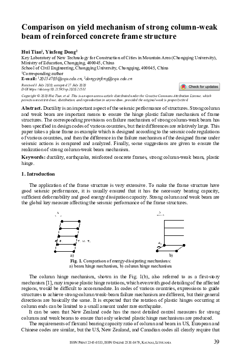 (PDF) Comparison on yield mechanism of strong column-weak beam of ...