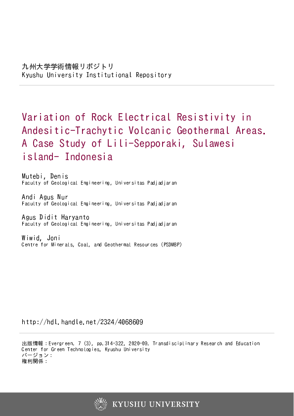 (PDF) Variation of Rock Electrical Resistivity in Andesitic-Trachytic ...