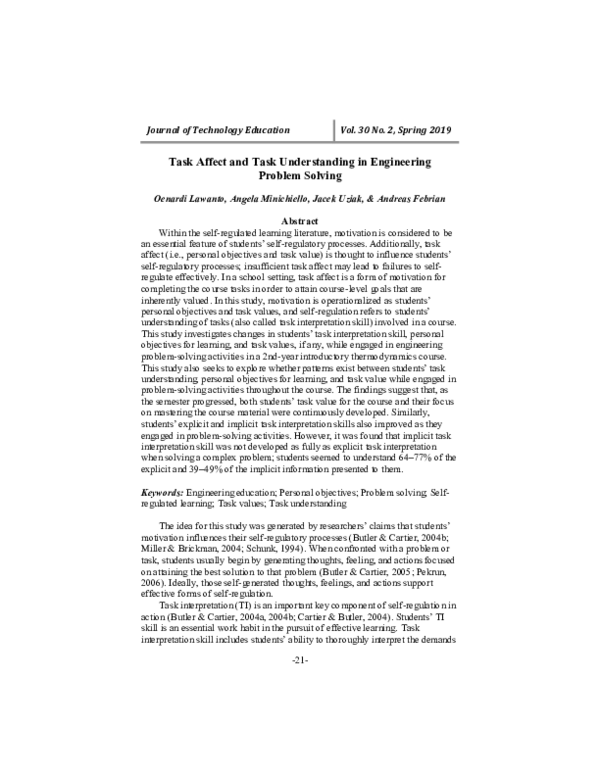 (PDF) Task Affect and Task Understanding in Engineering Problem Solving ...