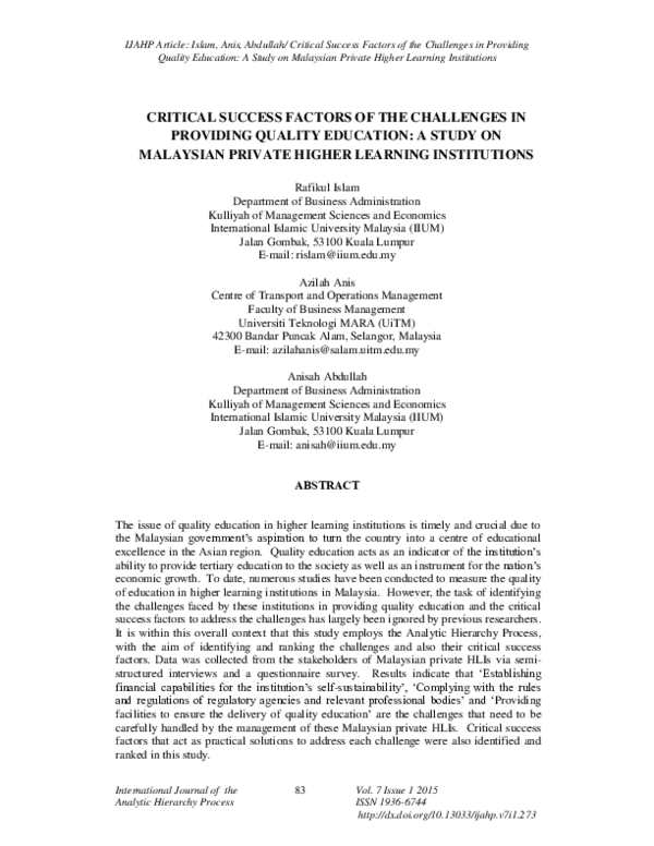 (PDF) Identifying and Ranking the Critical Success Factors in Implementation of Knowledge ...