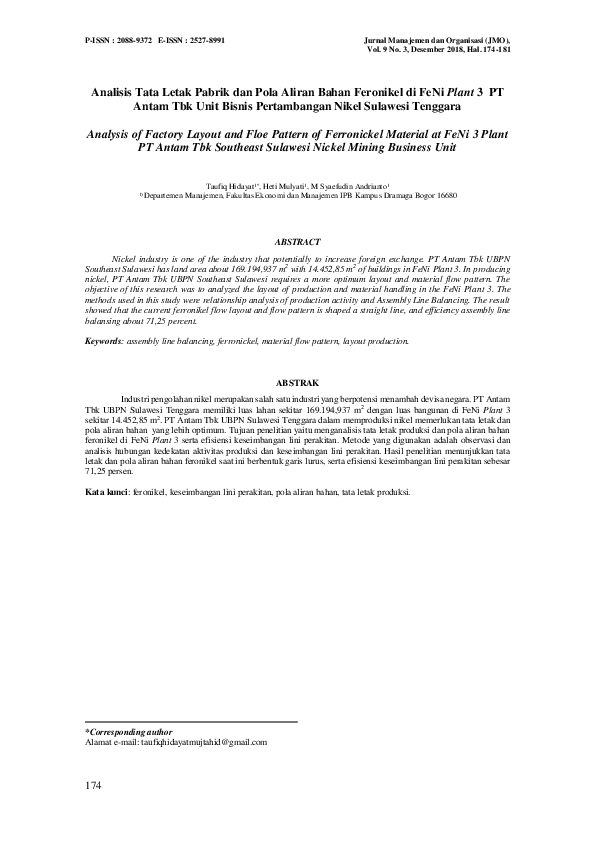 (PDF) Analisis Tata Letak Pabrik dan Pola Aliran Bahan Feronikel di ...