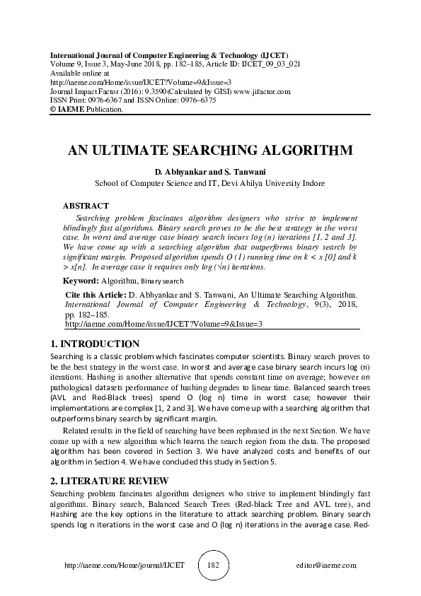 (PDF) AN ULTIMATE SEARCHING ALGORITHM