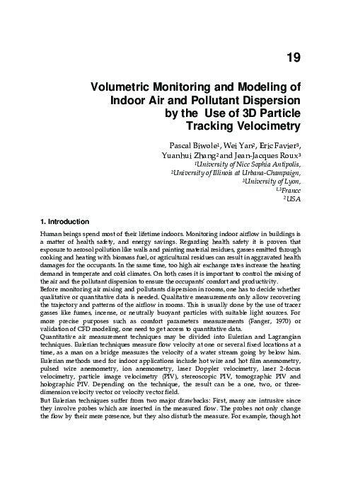 (PDF) Volumetric Monitoring and Modeling of Indoor Air Pollutant Dispersion by the Use of 3D ...