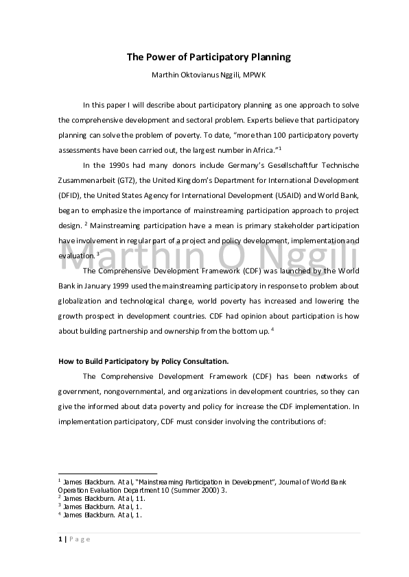 (PDF) The Power of Participatory Planning