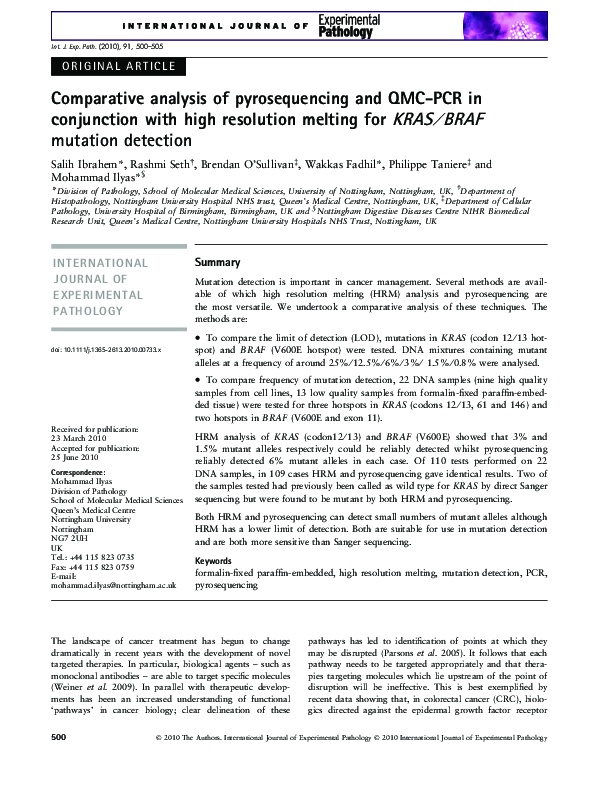 (PDF) Comparative analysis of pyrosequencing and QMC‐PCR in conjunction ...