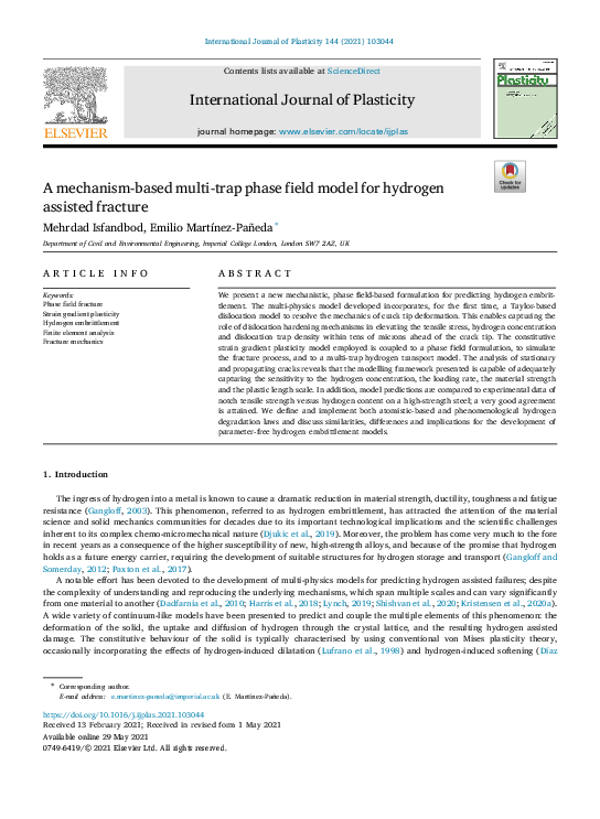 (PDF) A mechanism-based multi-trap phase field model for hydrogen ...