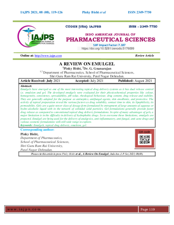 (PDF) A REVIEW ON EMULGEL