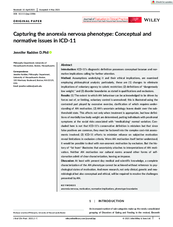 (PDF) Capturing the anorexia nervosa phenotype: Conceptual and ...