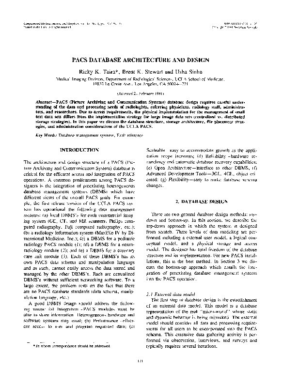 (PDF) PACS database architecture and design