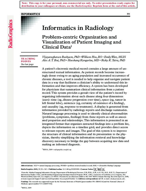(PDF) Informatics in Radiology: Problem-centric Organization and ...