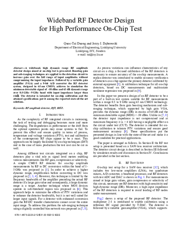 (PDF) Wideband RF detector design for high performance on-chip test