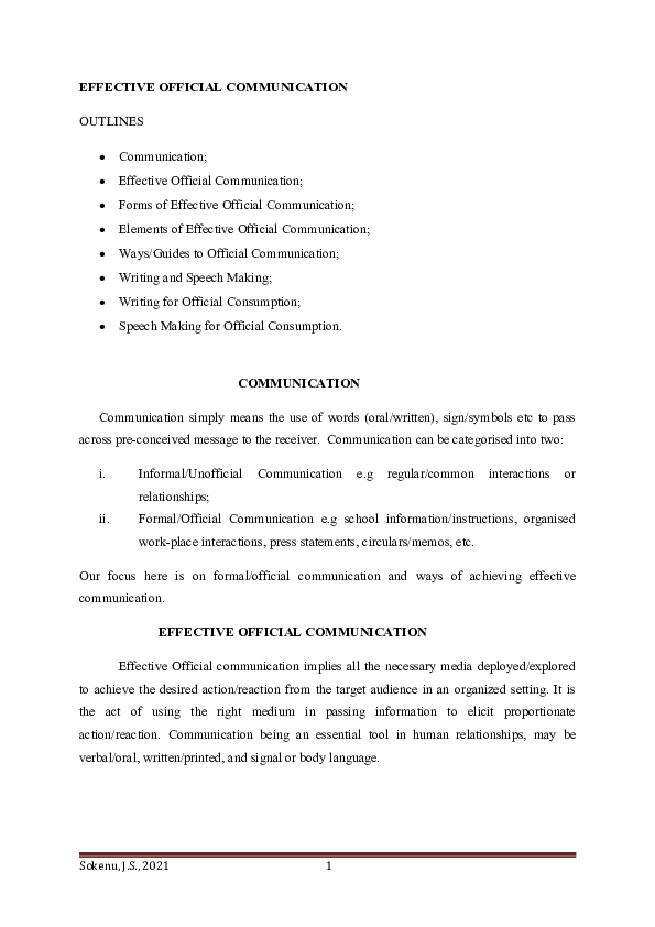 (DOC) EFFECTIVE OFFICIAL COMMUNICATION