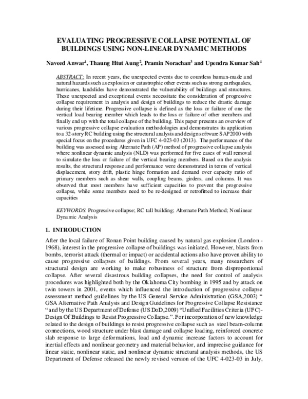 (PDF) EVALUATING PROGRESSIVE COLLAPSE POTENTIAL OF BUILDINGS USING NON ...