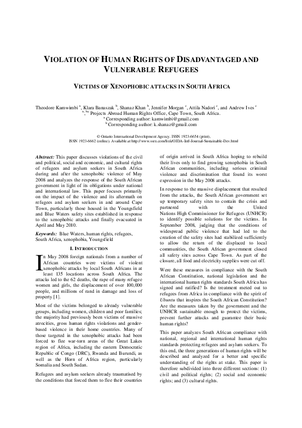 (PDF) Violation of Human Rights of Disadvantaged and Vulnerable ...