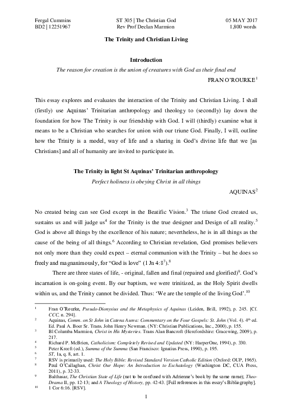 (PDF) The Trinity and Christian Living