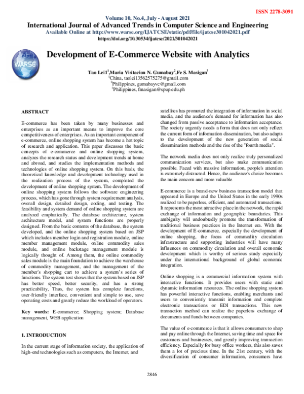 (PDF) Development of E-Commerce Website with Analytics
