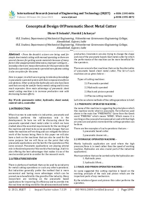 (PDF) Conceptual Design Of Pneumatic Sheet Metal Cutter