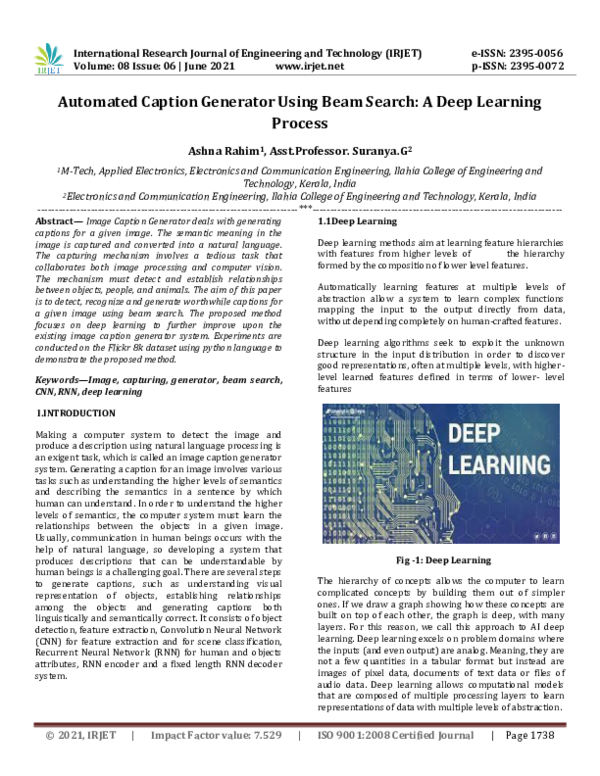 (PDF) IRJET- Automated Caption Generator Using Beam Search: A Deep Learning Process