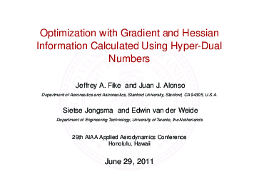 (PDF) Optimization with Gradient and Hessian Information Calculated Using Hyper-Dual Numbers