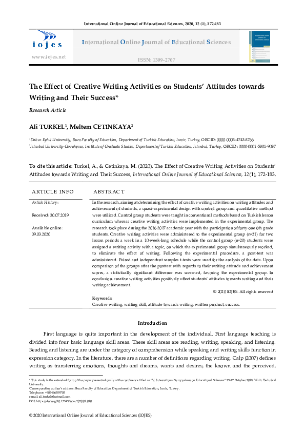 (PDF) The Effect of Creative Writing Activities on Students' Attitudes ...