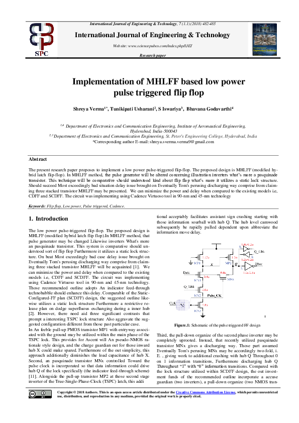 (PDF) Implementation of MHLFF based low power pulse triggered flip flop