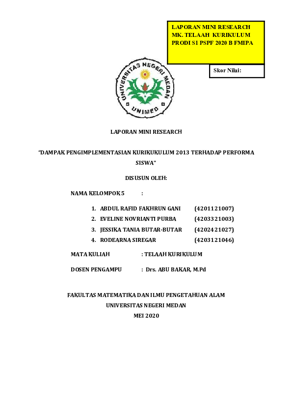 (DOC) MINI RISET TELAAH KURIKULUM
