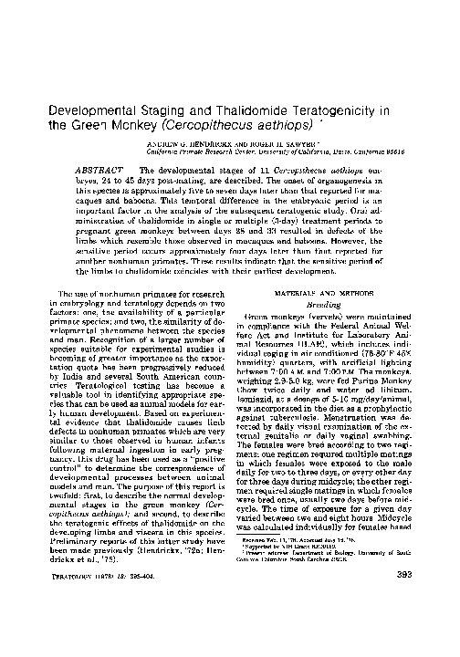 (PDF) Developmental staging and thalidomide teratogenicity in the green ...