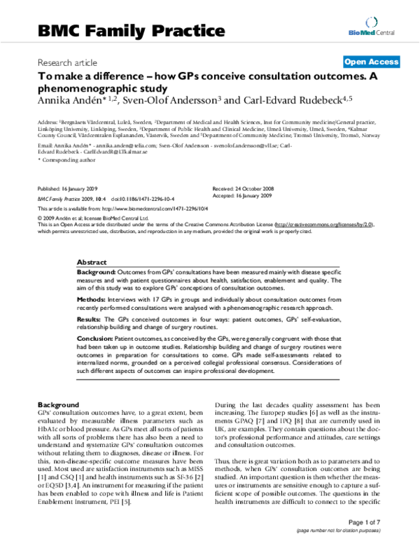 (PDF) Satisfaction is not all – patients' perceptions of outcome of ...
