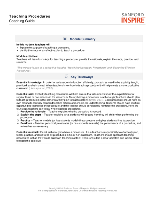 (PDF) Teaching Procedures Coaching Guide