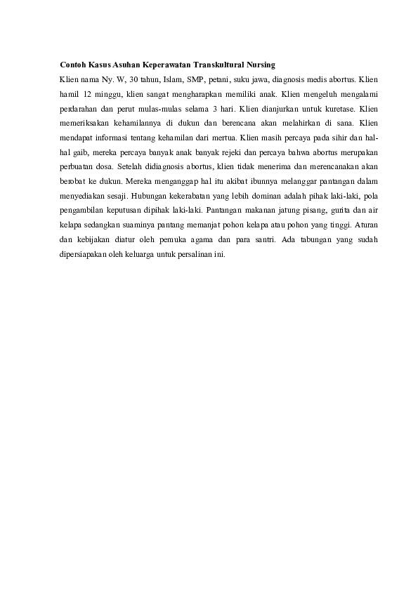 (DOC) Contoh Kasus Asuhan Keperawatan Transkultural Nursing