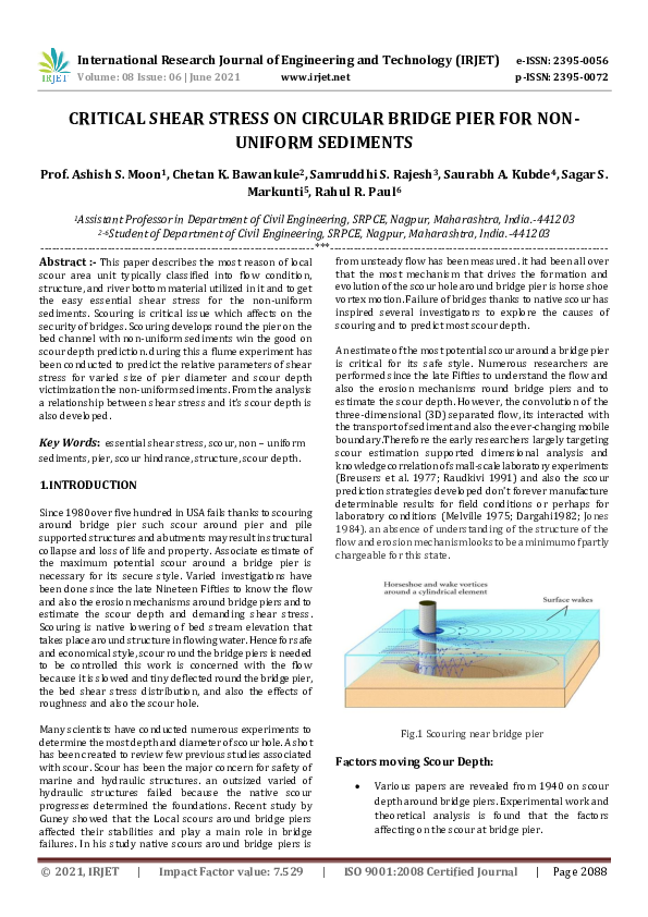 (PDF) CRITICAL SHEAR STRESS ON CIRCULAR BRIDGE PIER FOR NON-UNIFORM ...