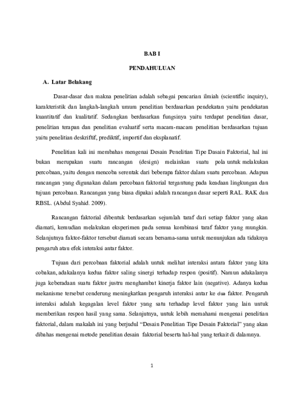 (DOC) Desain Eksperimental : Desain Faktorial