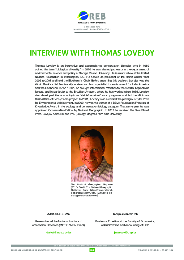 (PDF) Interview with Thomas Lovejoy