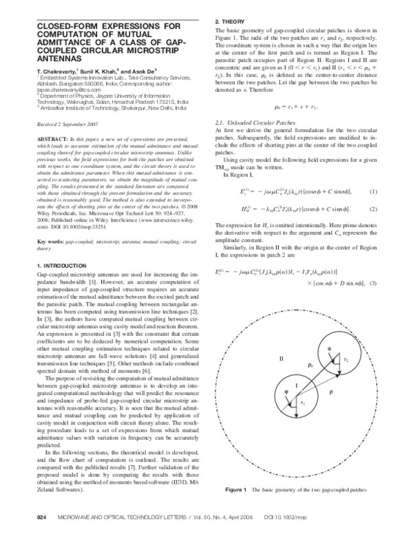 (PDF) Closed-form expressions for computation of mutual admittance of a class of gap-coupled ...