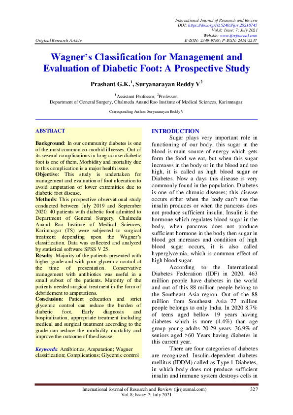 (PDF) Wagner's Classification for Management and Evaluation of Diabetic ...