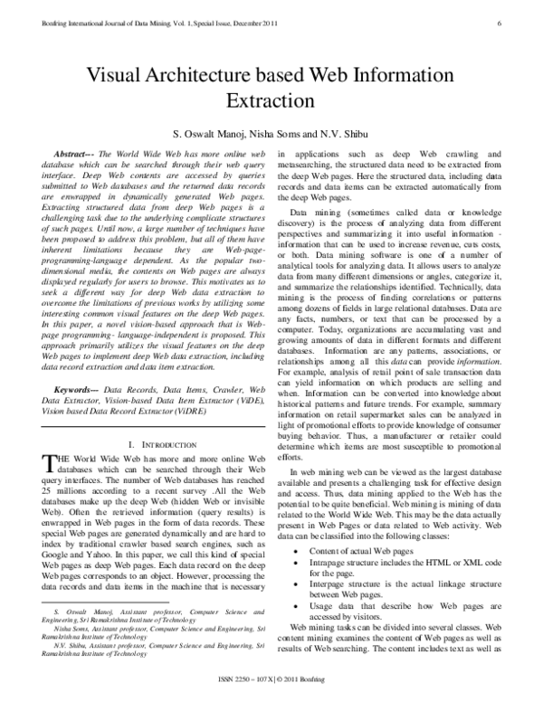 (PDF) Visual Architecture based Web Information Extraction