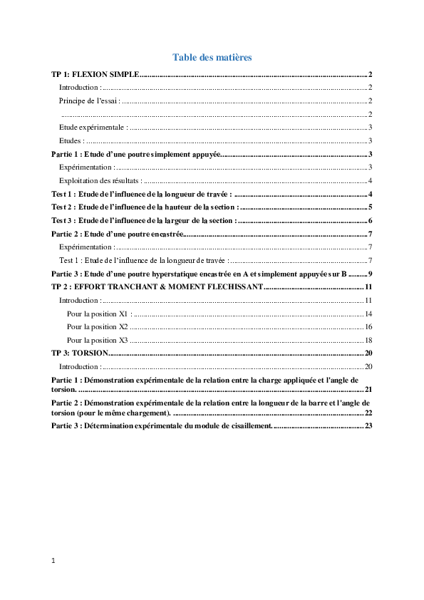 (PDF) TP RDM FLEXION SIMPLE - EFFORT TRANCHANT & MOMENT FLECHISSANT